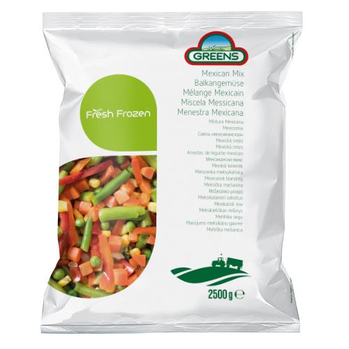 Frozen IQF vegetables mix Mexico, GREENS, 2,5 kg | ePromo