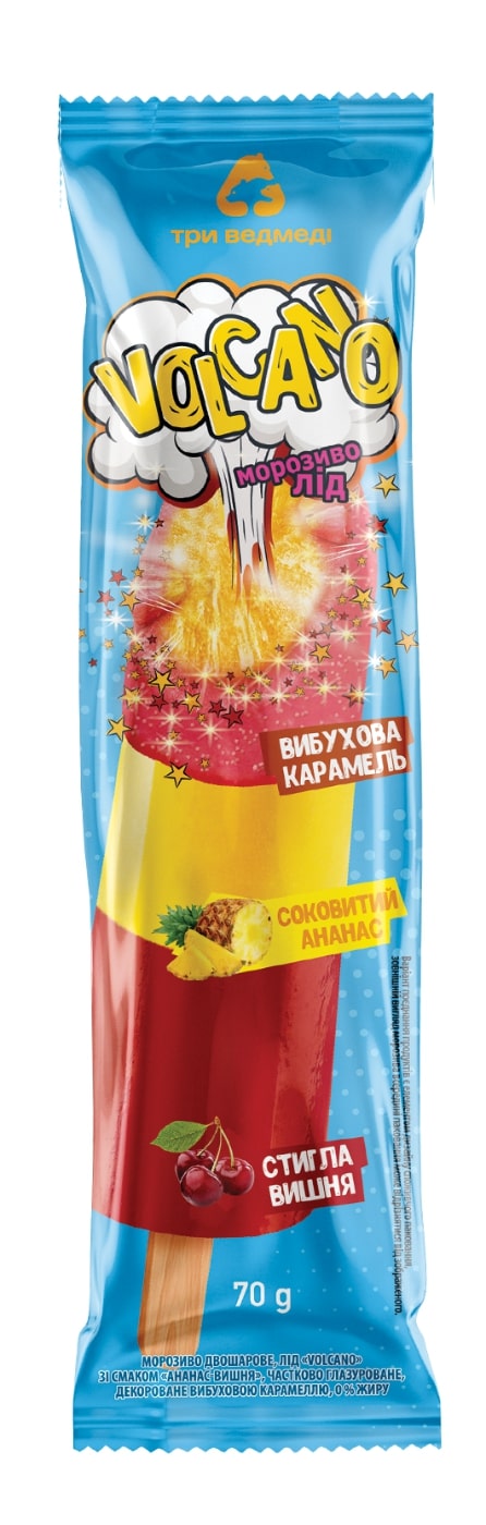 Ice cream "THREE BEARS" TM "Ice-boom" "Volcano" multilayer stick,70g ...