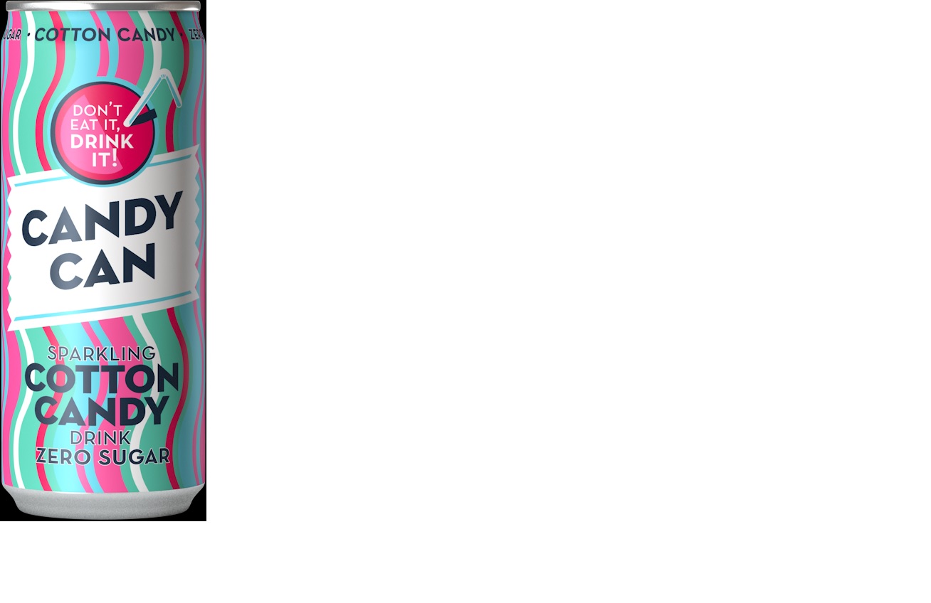 Carbonated soft drink CANDY CAN, cotton candy fl., w sweeteners, 0.33l ...