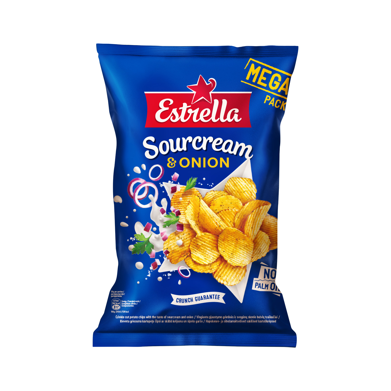 Crinkle Cut ESTRELLA Potato Chips with the Taste of Sourcream&Onio 250 ...
