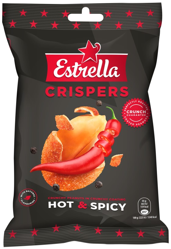 Roasted peanuts ESTRELLA in a crispy coating with the spicy taste of p ...