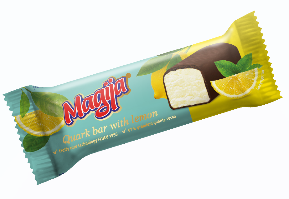 Curd cheese "Magija" lemon flavor, covered with chocolate, 22.2% fat ...
